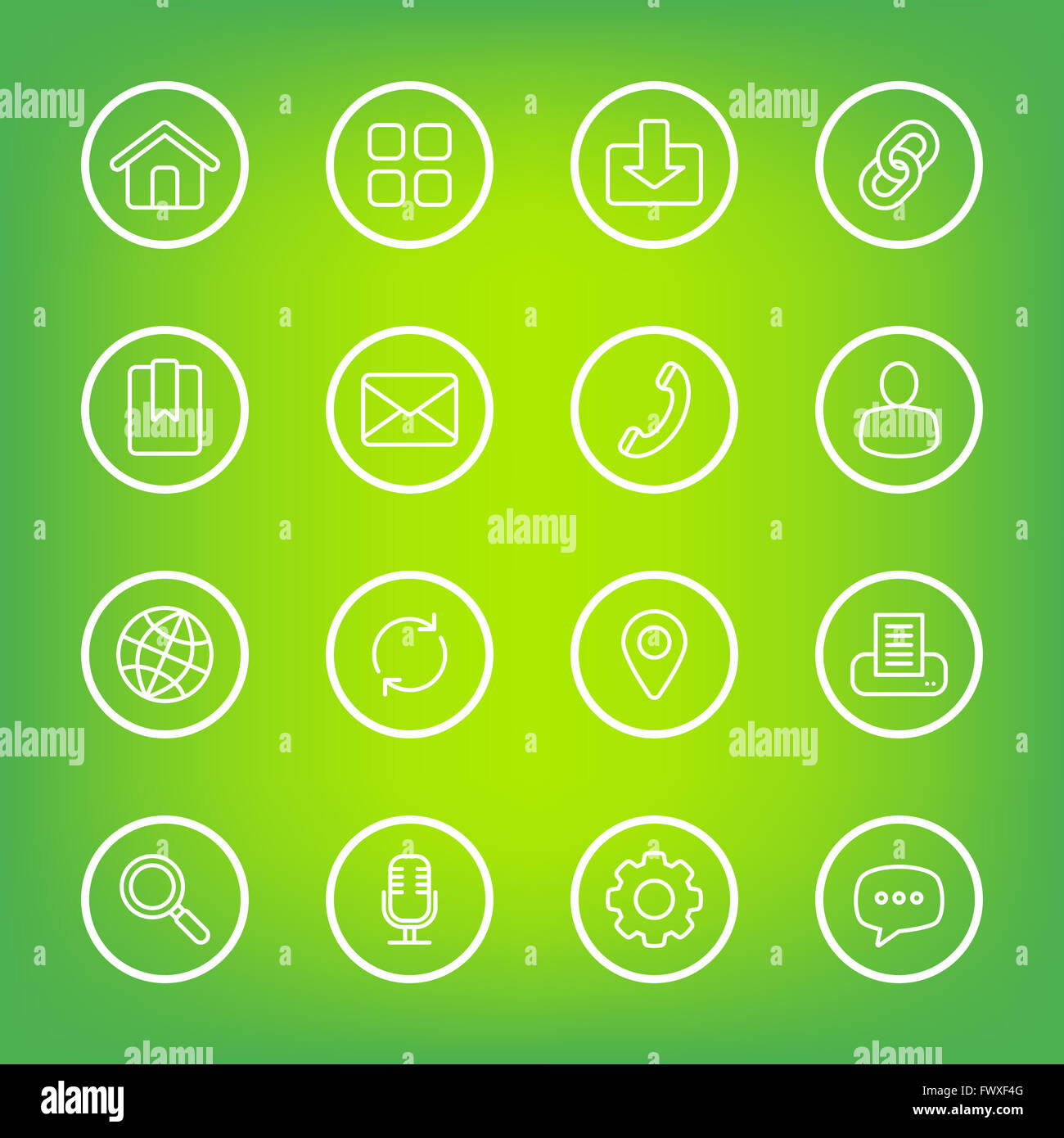 [JPEG] white line web icon set with circle frame for web design, UI ...