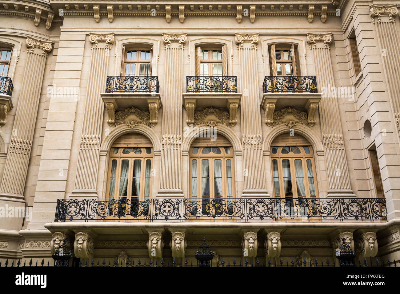 The architecture of windows, doors,and balconies in the buildings of ...