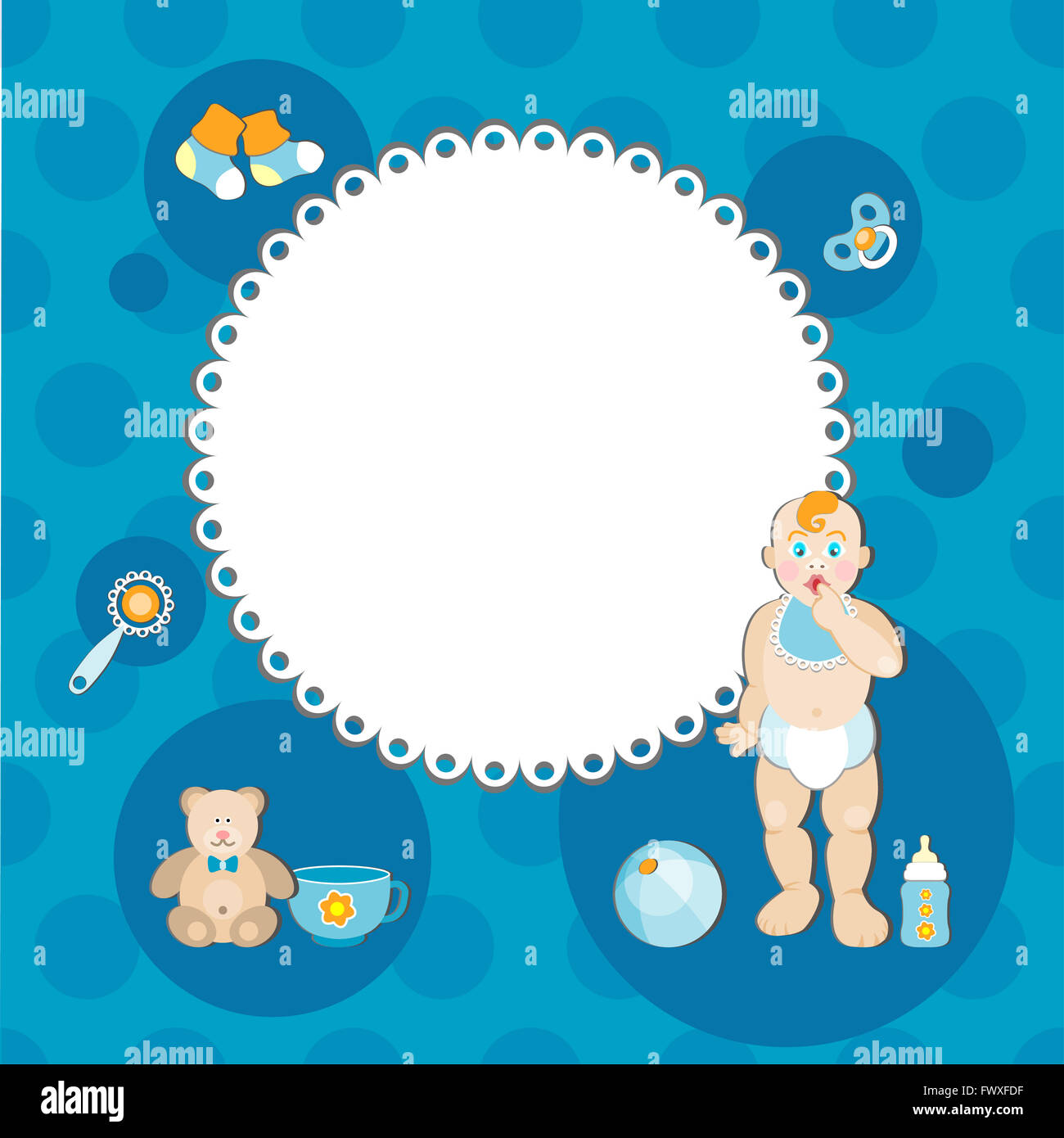 Card of fun baby boy. vektor illustration Stock Photo - Alamy