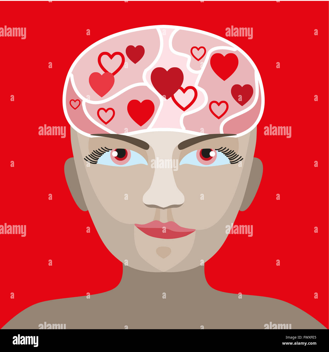 Love concept with human head. illustration Stock Photo - Alamy