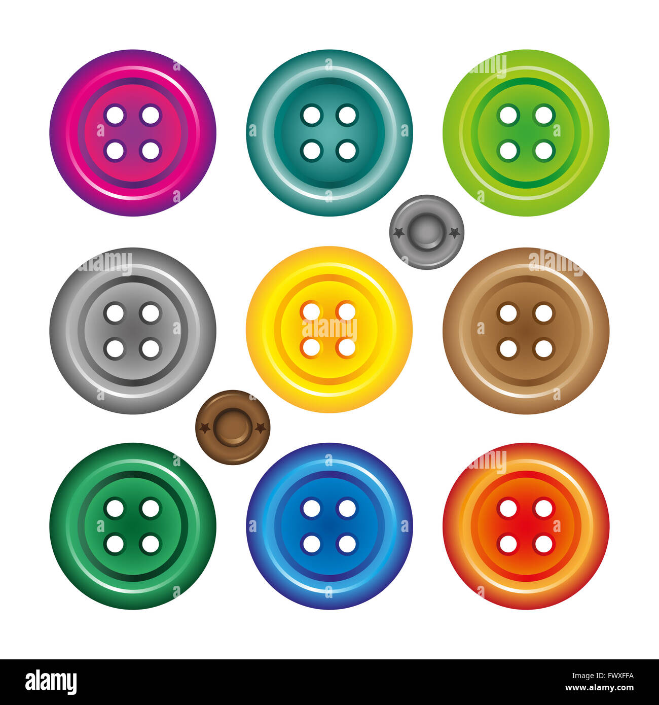 illustration. Bright colors buttons on white background Stock Photo - Alamy