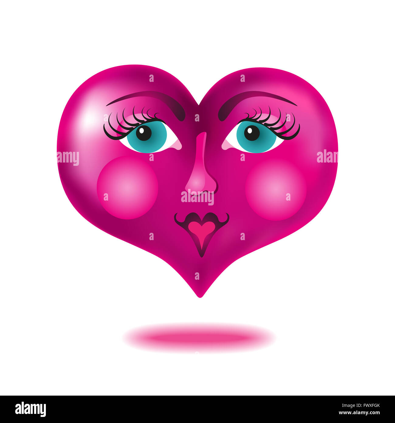 Greeting card with heart girl. illustration Stock Photo - Alamy