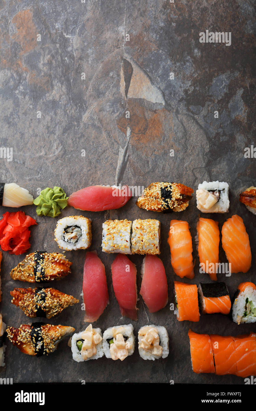 Top view sushi sashimi hi-res stock photography and images - Alamy