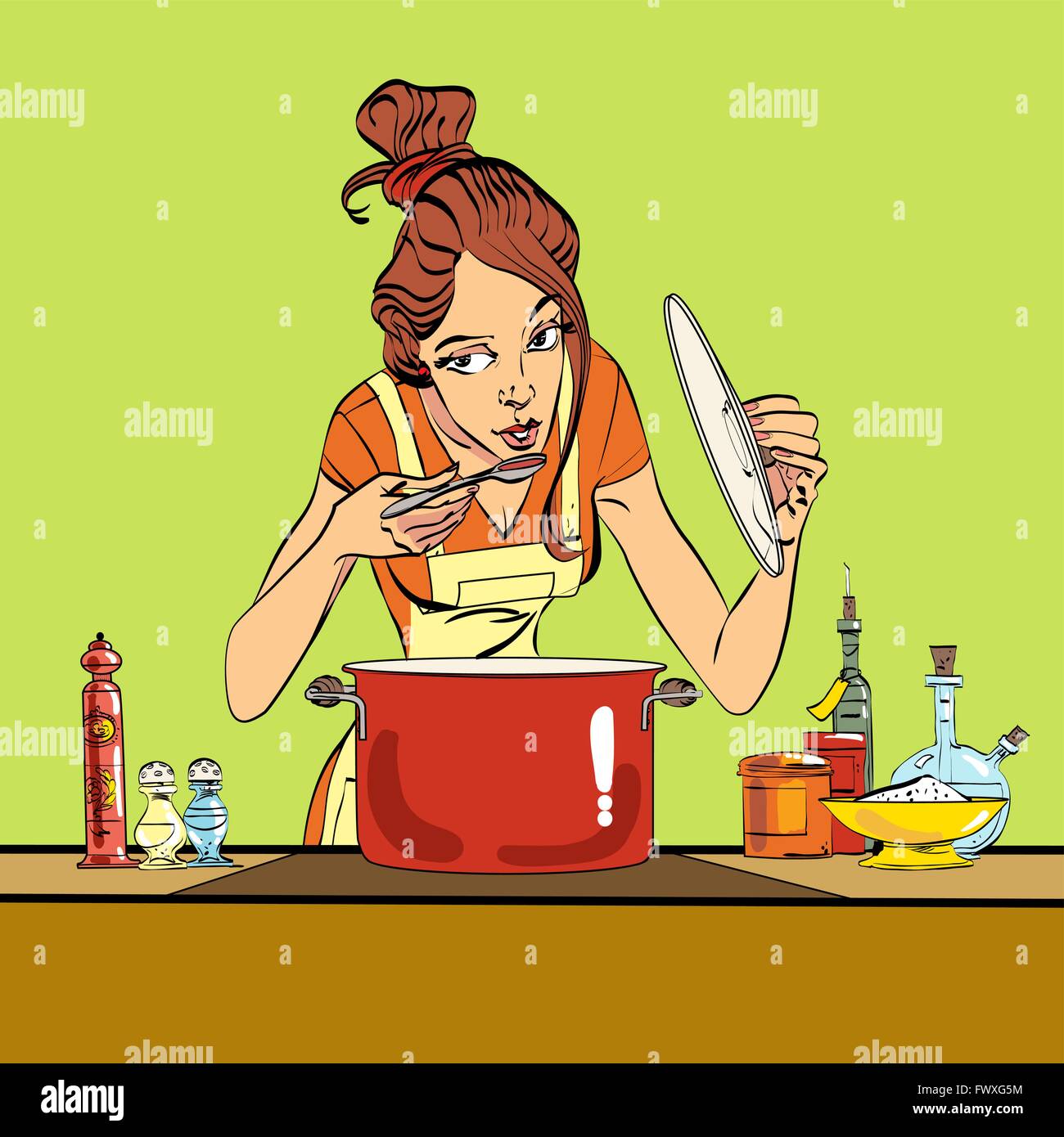 Woman hand food cooking Stock Vector Images - Alamy