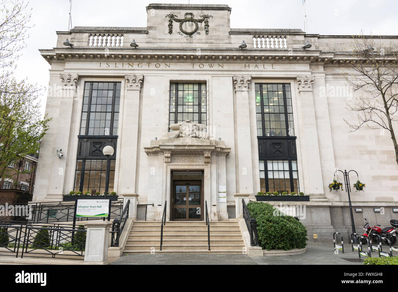 Exterior of Islington Town Hall on Upper Street, Islington, UK Stock ...