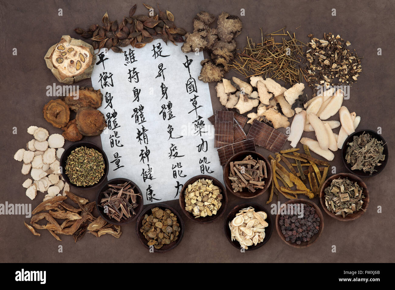 Large chinese herb selection with mandarin calligraphy script Stock ...