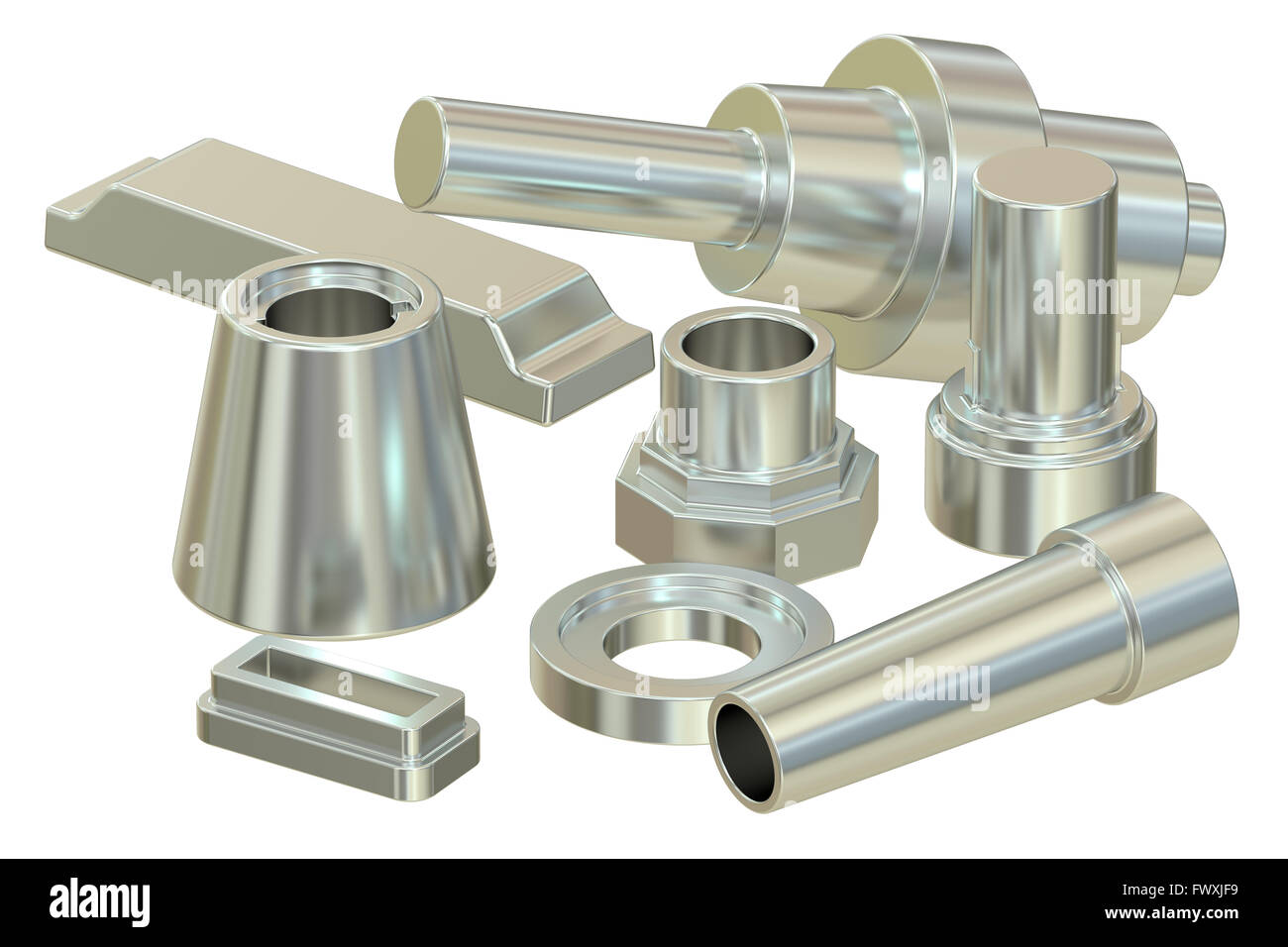 cast or forged steel (aluminum) parts, 3D rendering Stock Photo - Alamy
