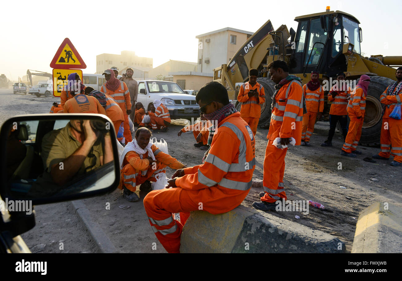 QATAR, Doha, industrial complex outside the city, migrant worker ...