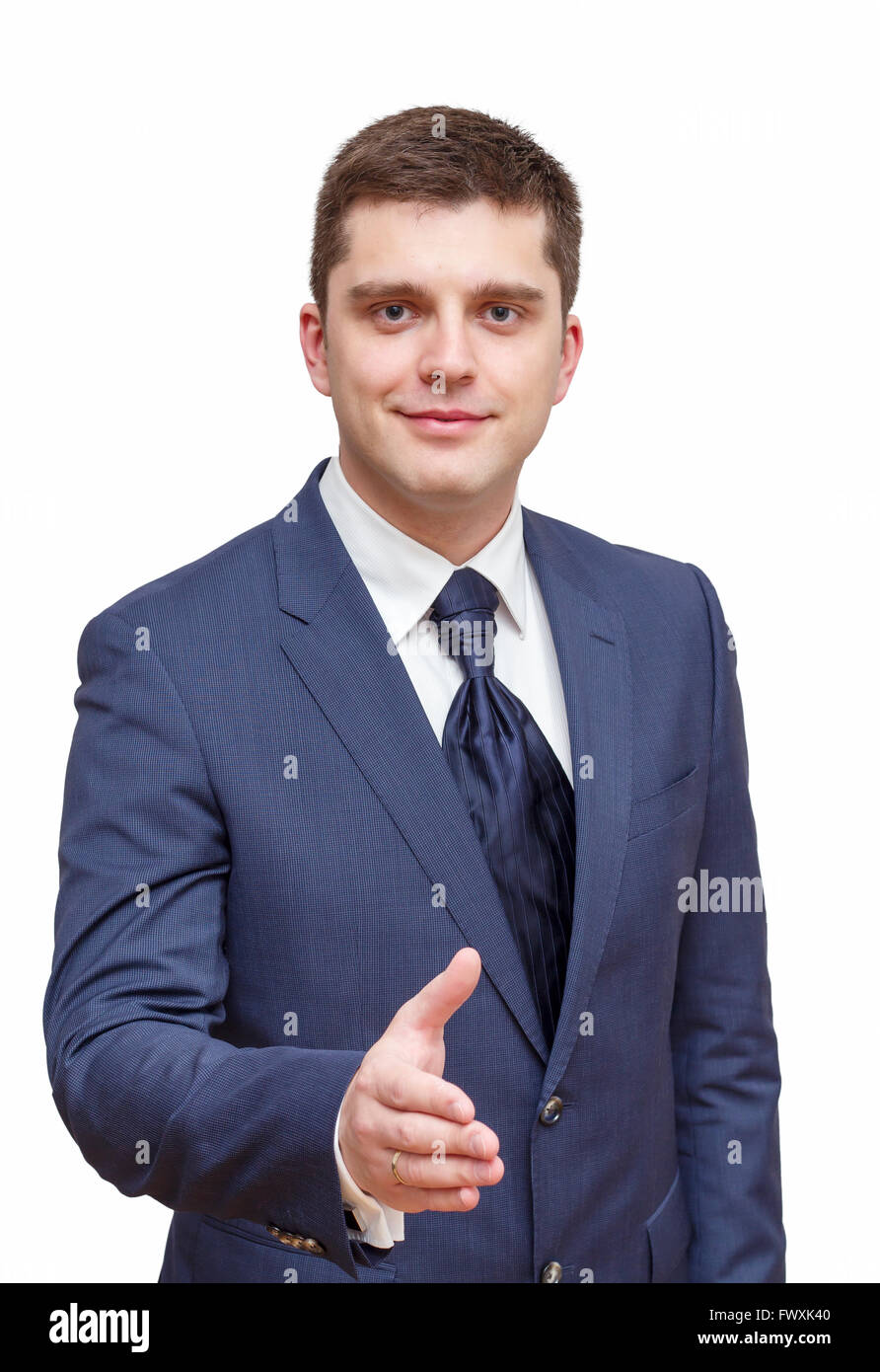 Businessman hand welcome shake hi-res stock photography and images - Alamy