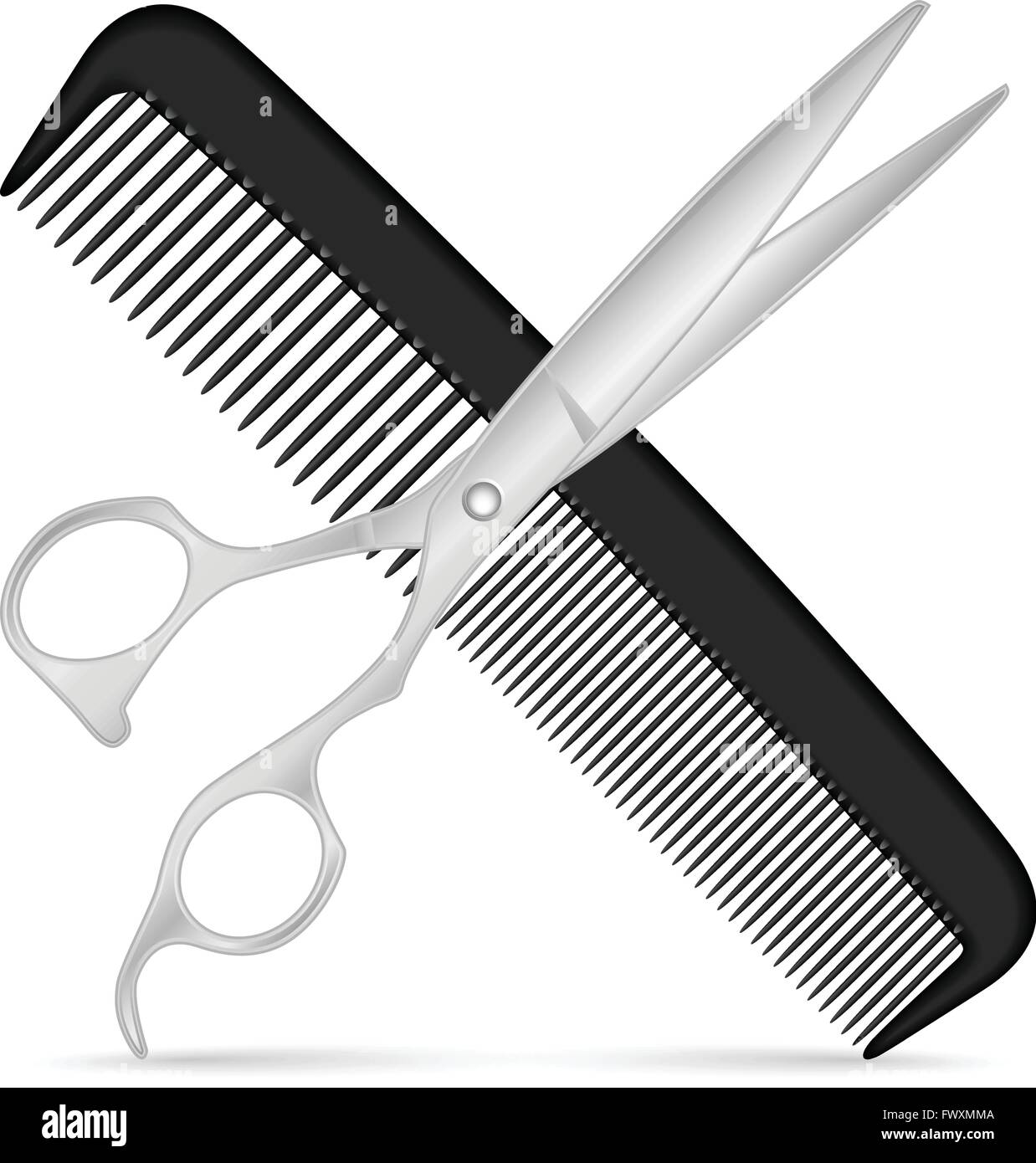 Barber cutting hair scissors comb Black and White Stock Photos & Images ...