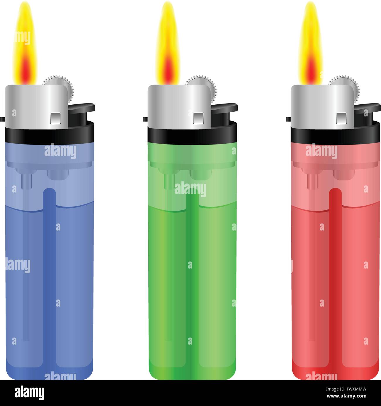 Lighter with fire set on white background Stock Vector Image & Art - Alamy