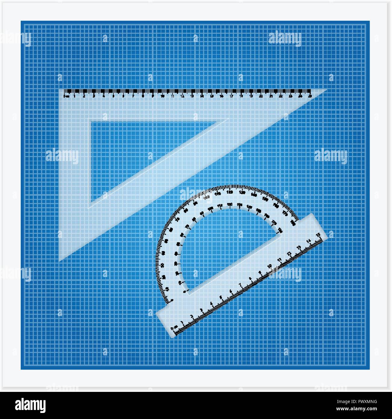 Blueprint and ruler instruments on a white background Stock Vector ...