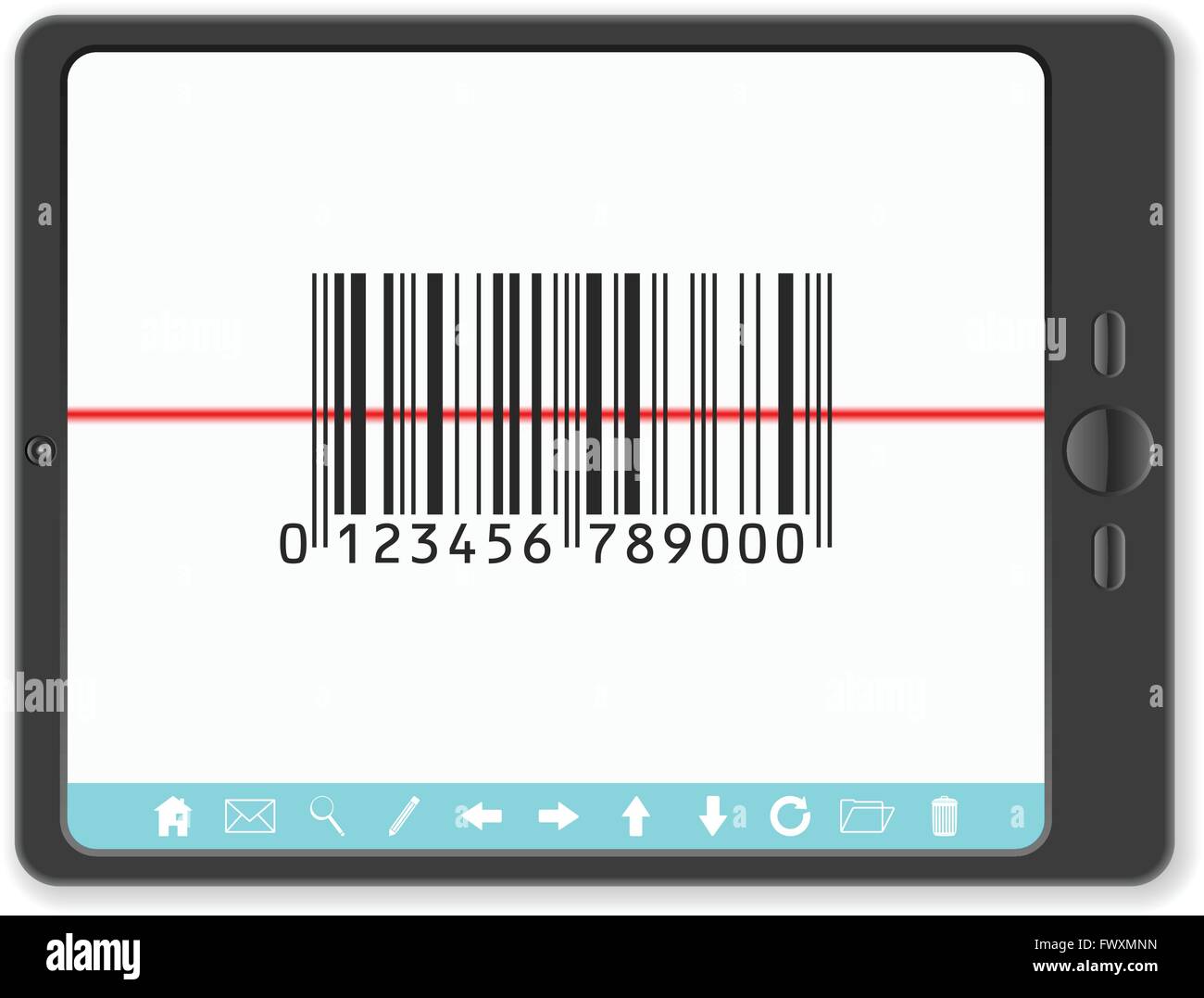 PC tablet with bar code scanner on a white background Stock Vector ...