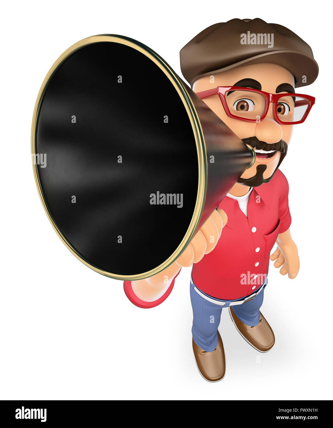 3d show business people. Film director talking on a megaphone. Isolated ...