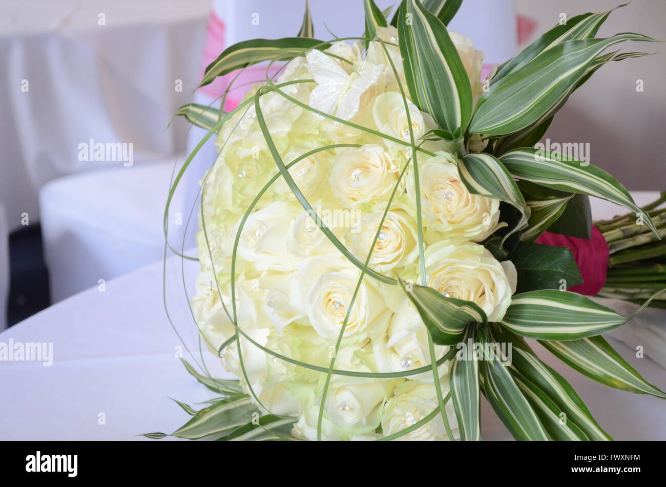Wedding Bouquet Of White Roses Stock Photo - Alamy