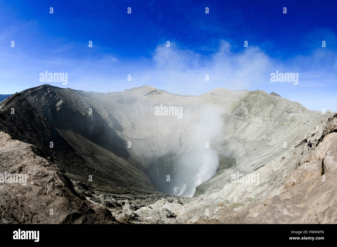The fuming of Bromo - the crater Stock Photo - Alamy