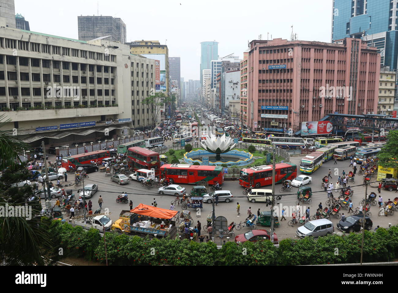 Dhaka 20 march 2016. Shapla Square (Shapla Chottor) is a huge sculpture ...