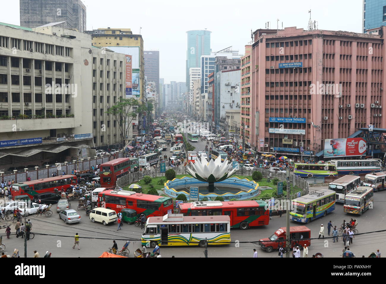 Dhaka 20 march 2016. Shapla Square (Shapla Chottor) is a huge sculpture ...