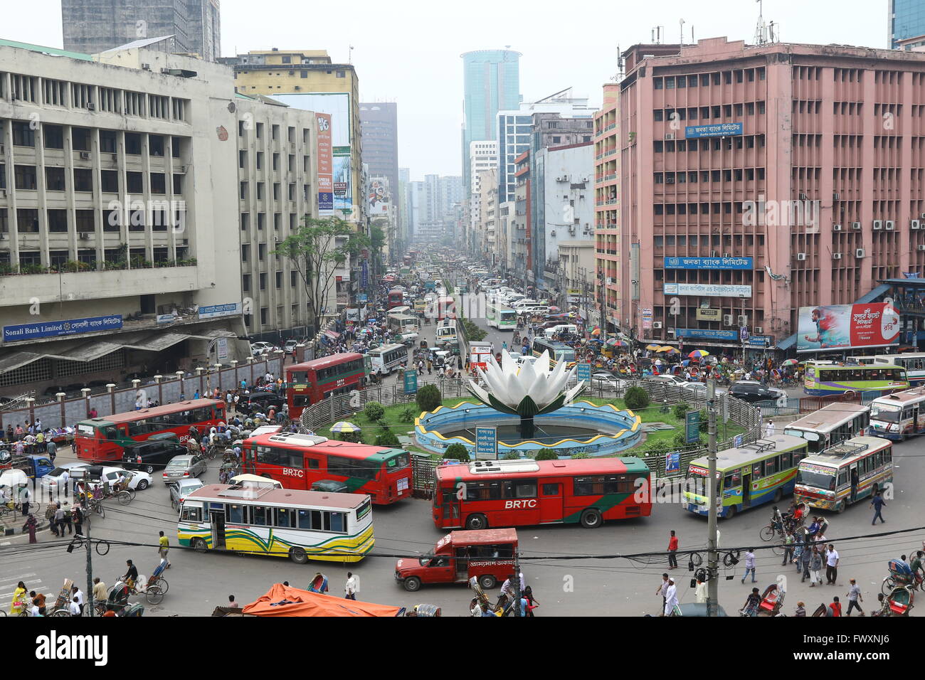 Dhaka 20 march 2016. Shapla Square (Shapla Chottor) is a huge sculpture ...