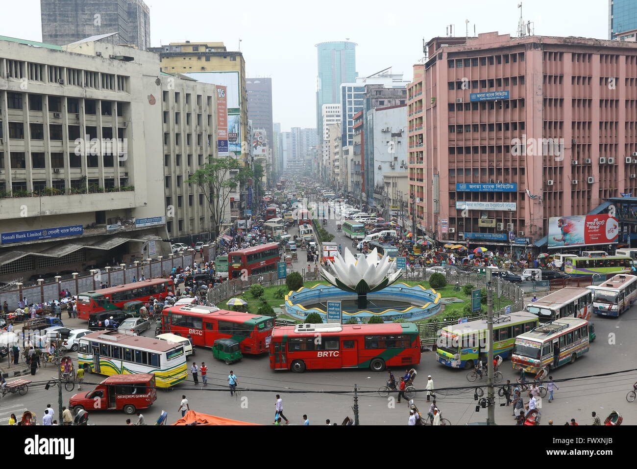 Dhaka 20 march 2016. Shapla Square (Shapla Chottor) is a huge sculpture ...
