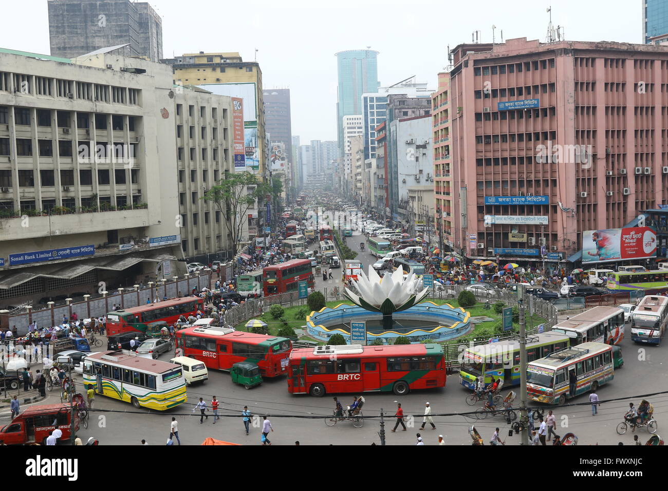 Dhaka 20 march 2016. Shapla Square (Shapla Chottor) is a huge sculpture ...