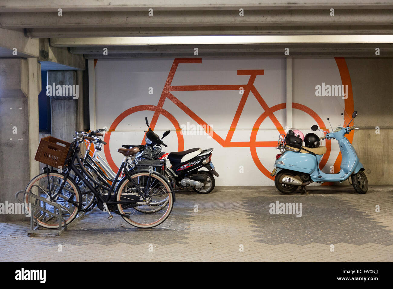 Public bike park, parking garage, fRotterdam, The Netherlands Stock ...