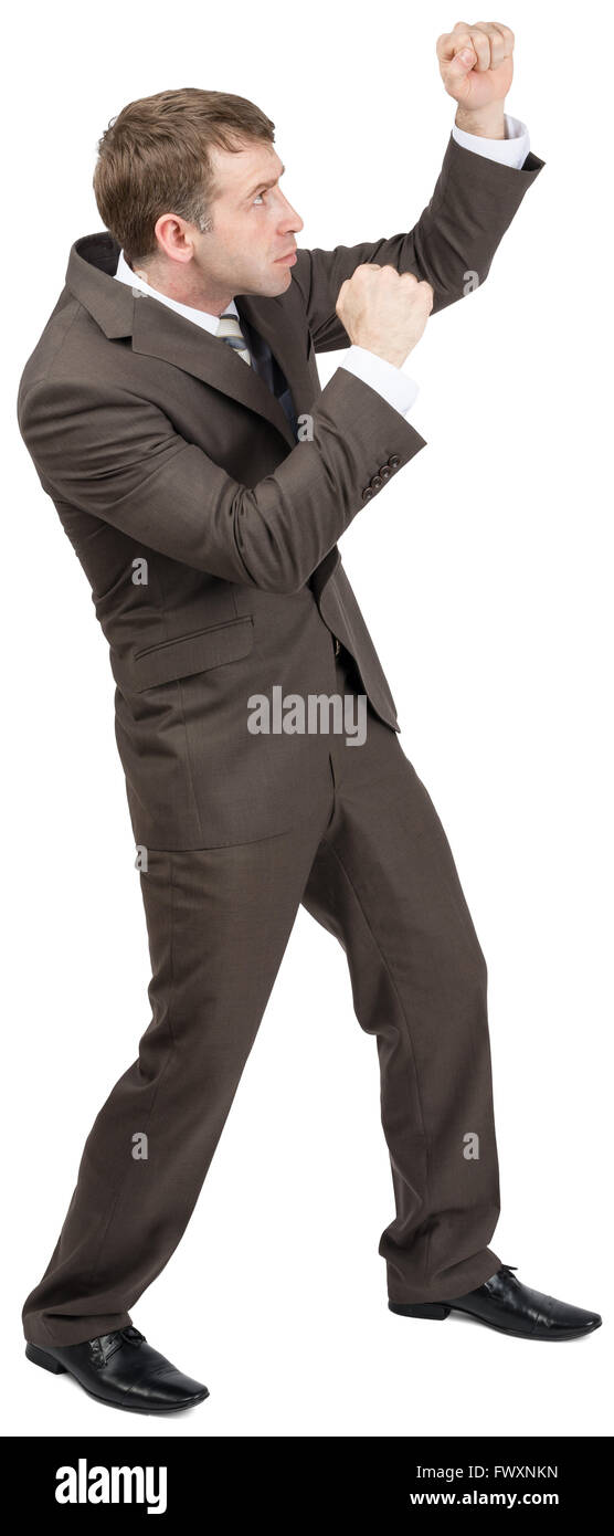 Businessman standing in fighting stock Stock Photo - Alamy