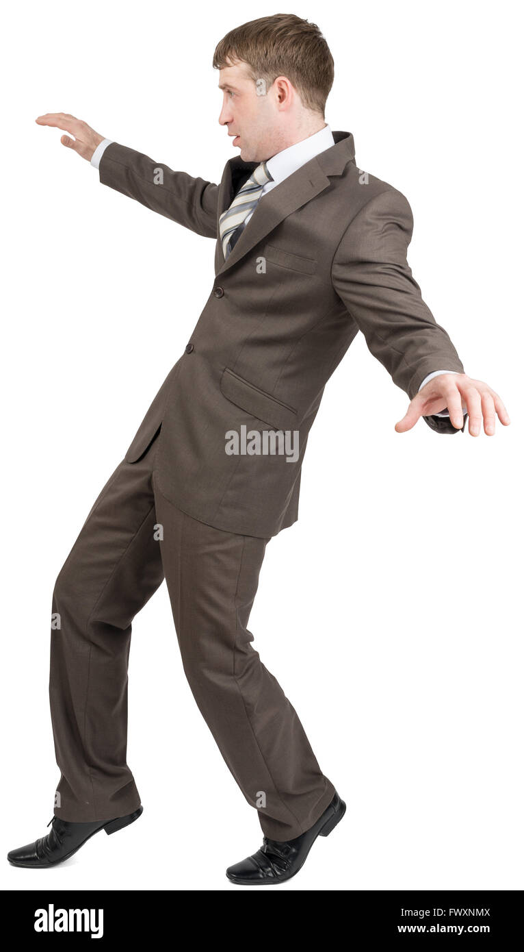 Businessman on tiptoes Stock Photo - Alamy