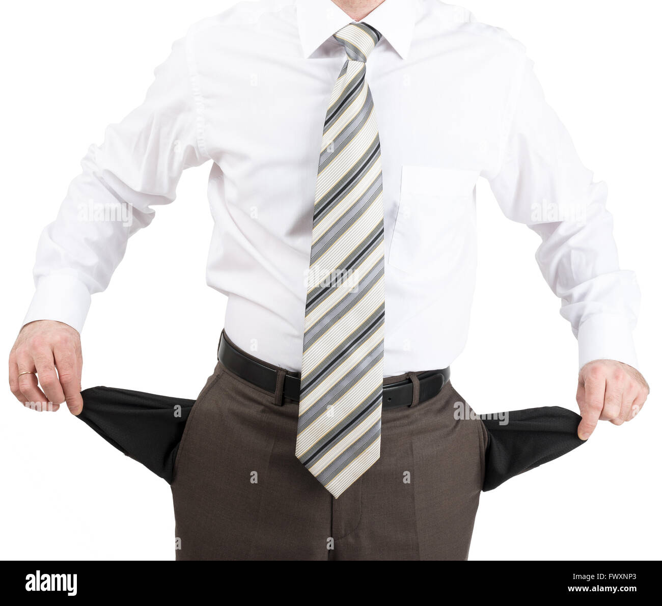 Businessman turned out his pockets Stock Photo - Alamy