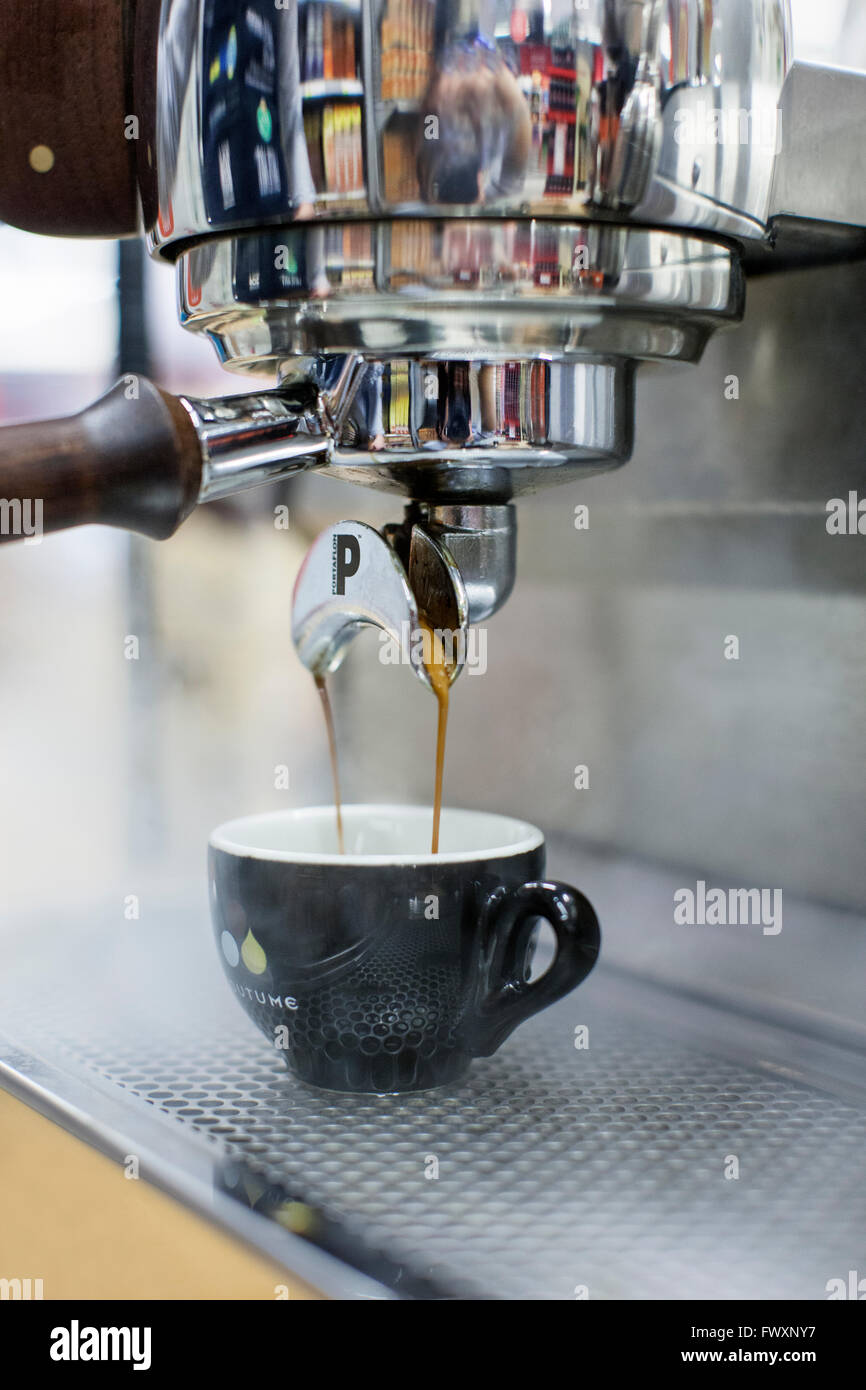 Sweden, Espresso shot pouring out Stock Photo - Alamy