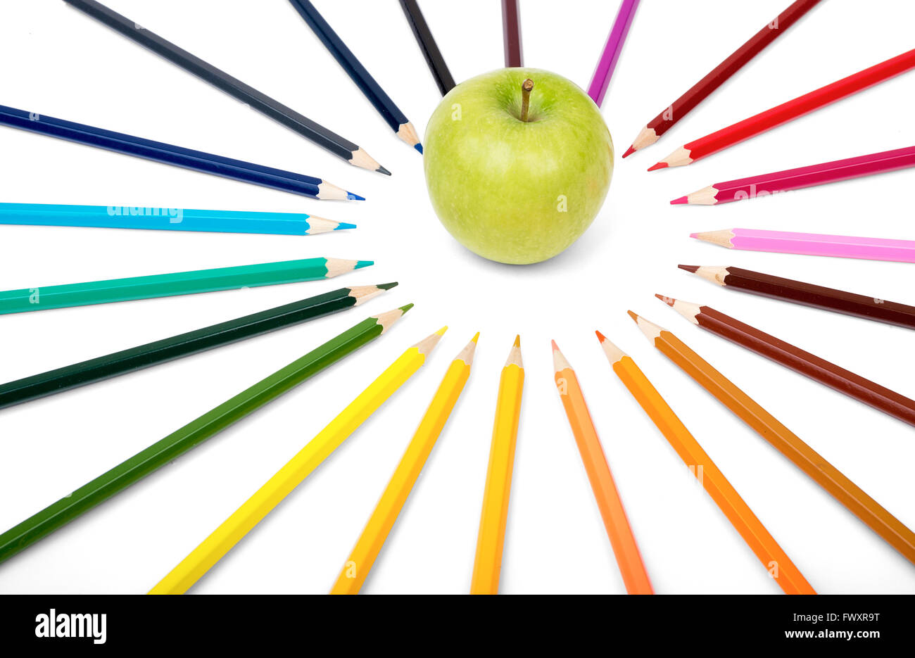 Apple with crayons Stock Photo - Alamy