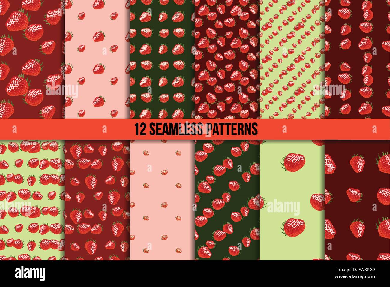 Seamless pattern set with strawberry Stock Vector Image & Art - Alamy
