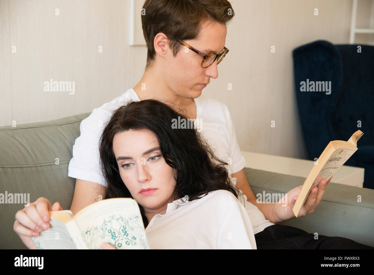 Young Couple Reading Books High Resolution Stock Photography and Images ...