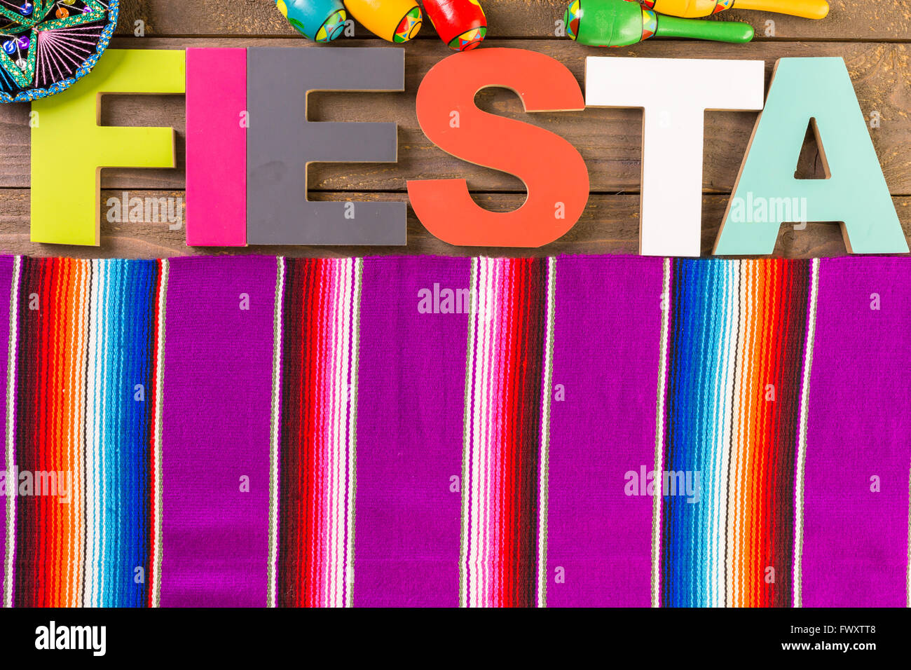 Traditional colorful table decorations for celebrating Fiesta Stock ...