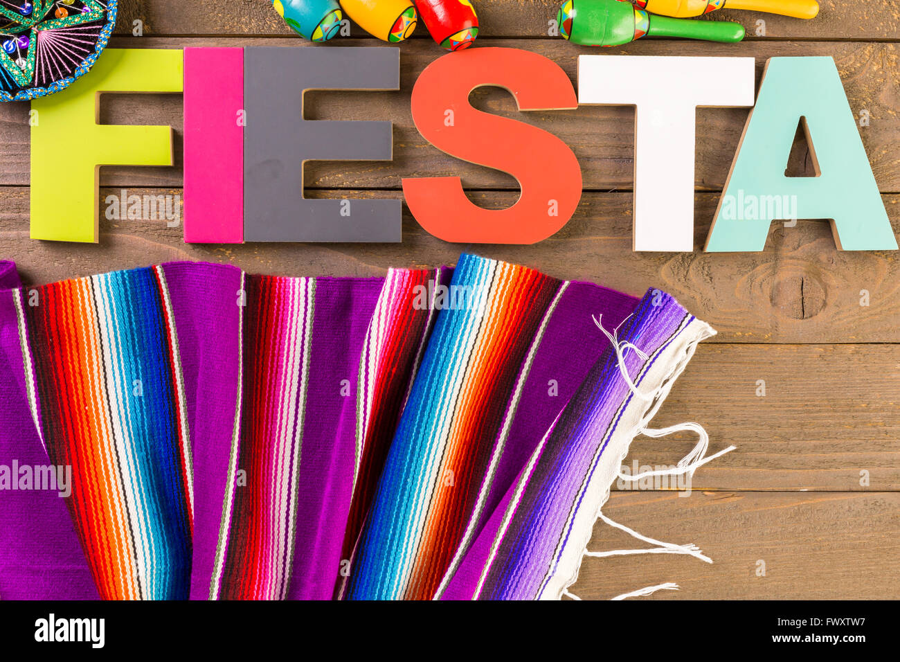 Traditional colorful table decorations for celebrating Fiesta Stock ...