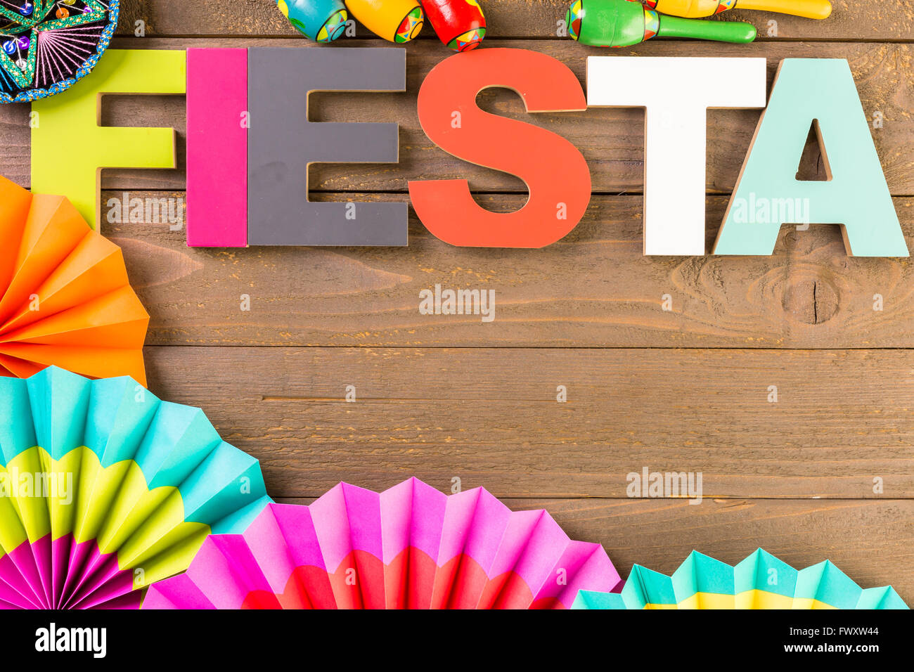 Traditional colorful table decorations for celebrating Fiesta Stock ...