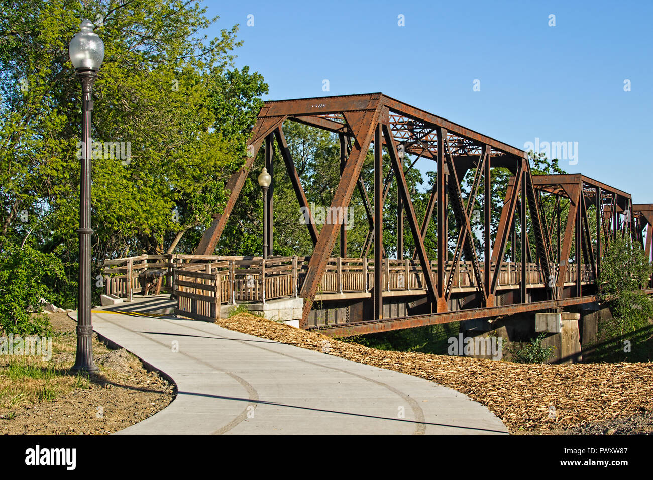 Panoramic view of Winters railway Historic Trestle Train Bridge in ...
