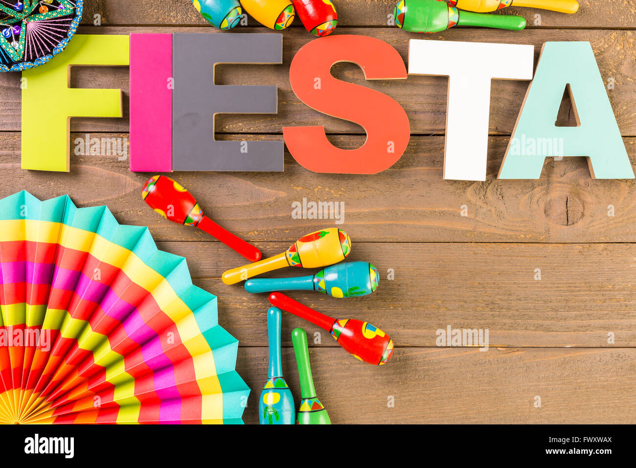 Traditional colorful table decorations for celebrating Fiesta Stock ...