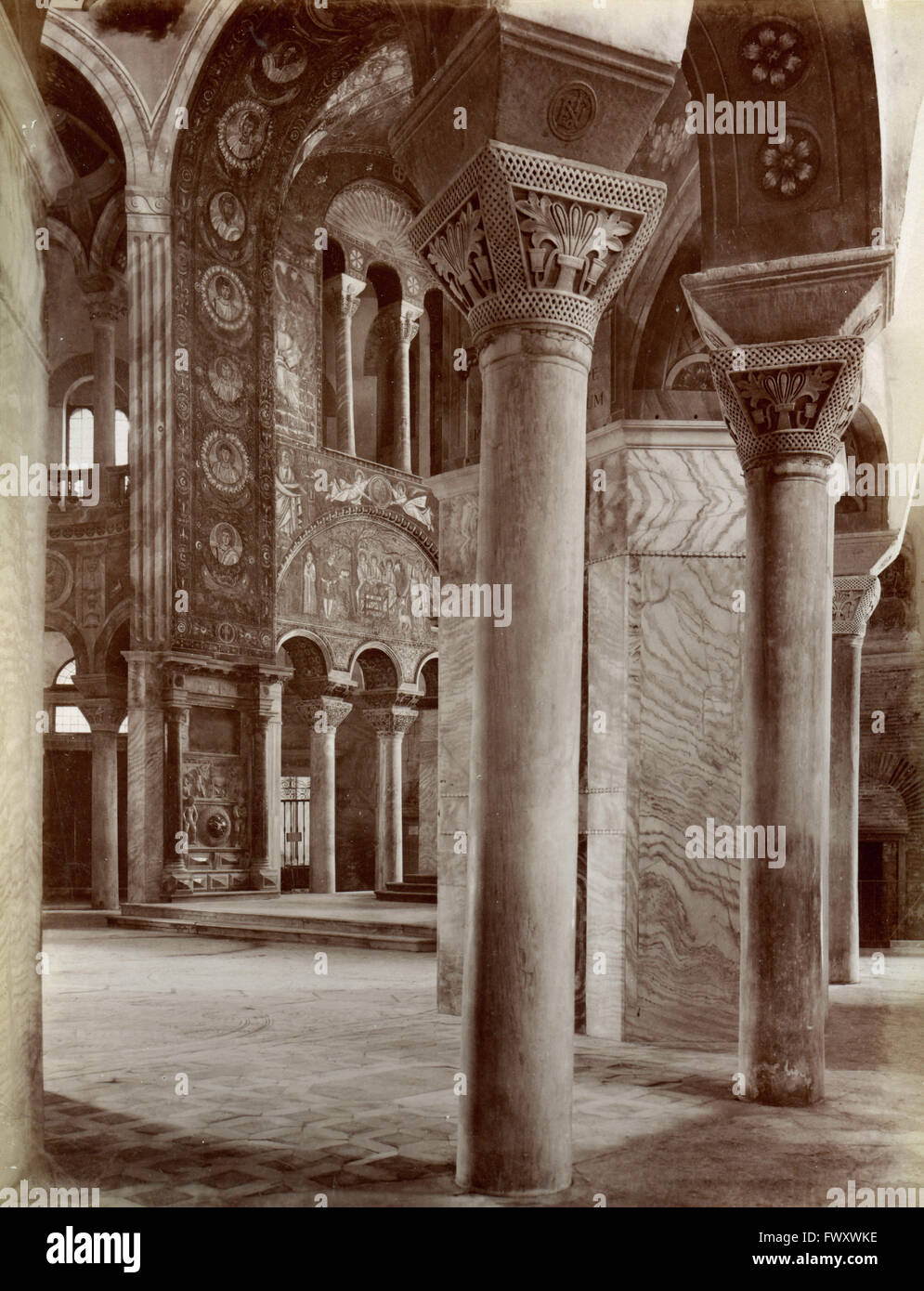 The interior with part of the Tribune, Church of San Vitale, Ravenna ...