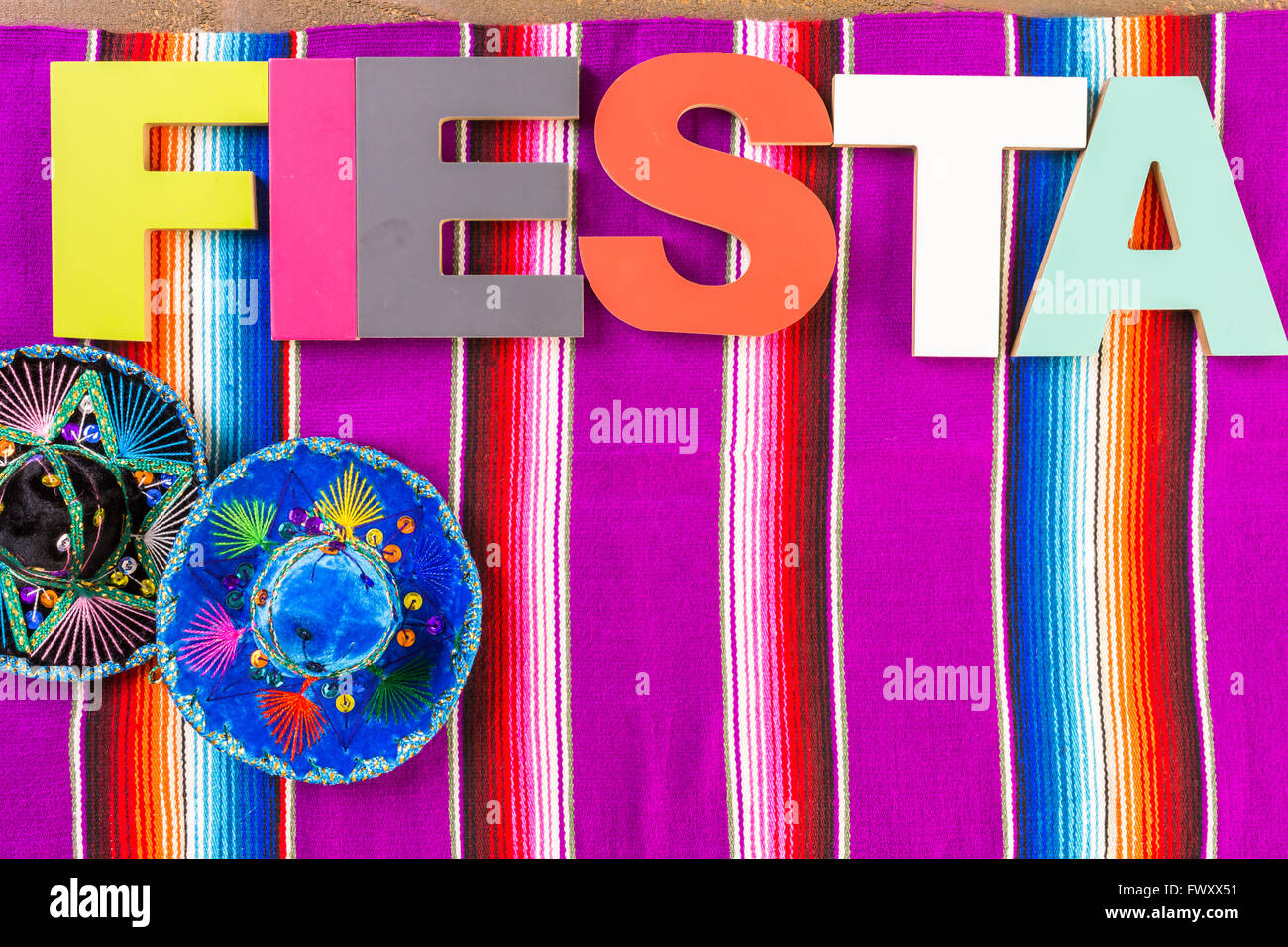 Traditional colorful table decorations for celebrating Fiesta Stock ...