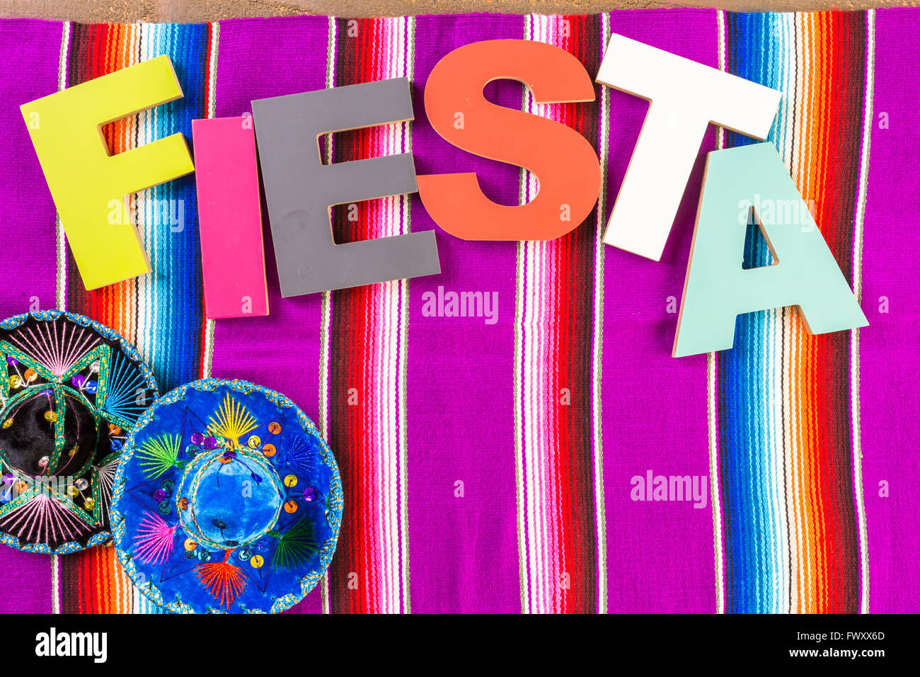 Traditional colorful table decorations for celebrating Fiesta Stock ...