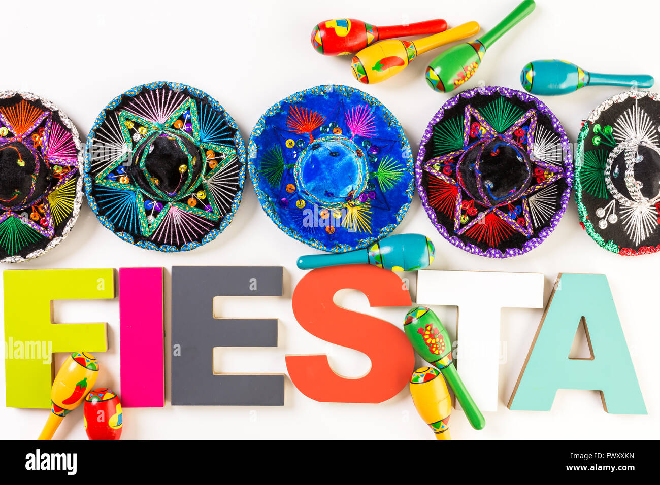 Traditional colorful table decorations for celebrating Fiesta Stock ...