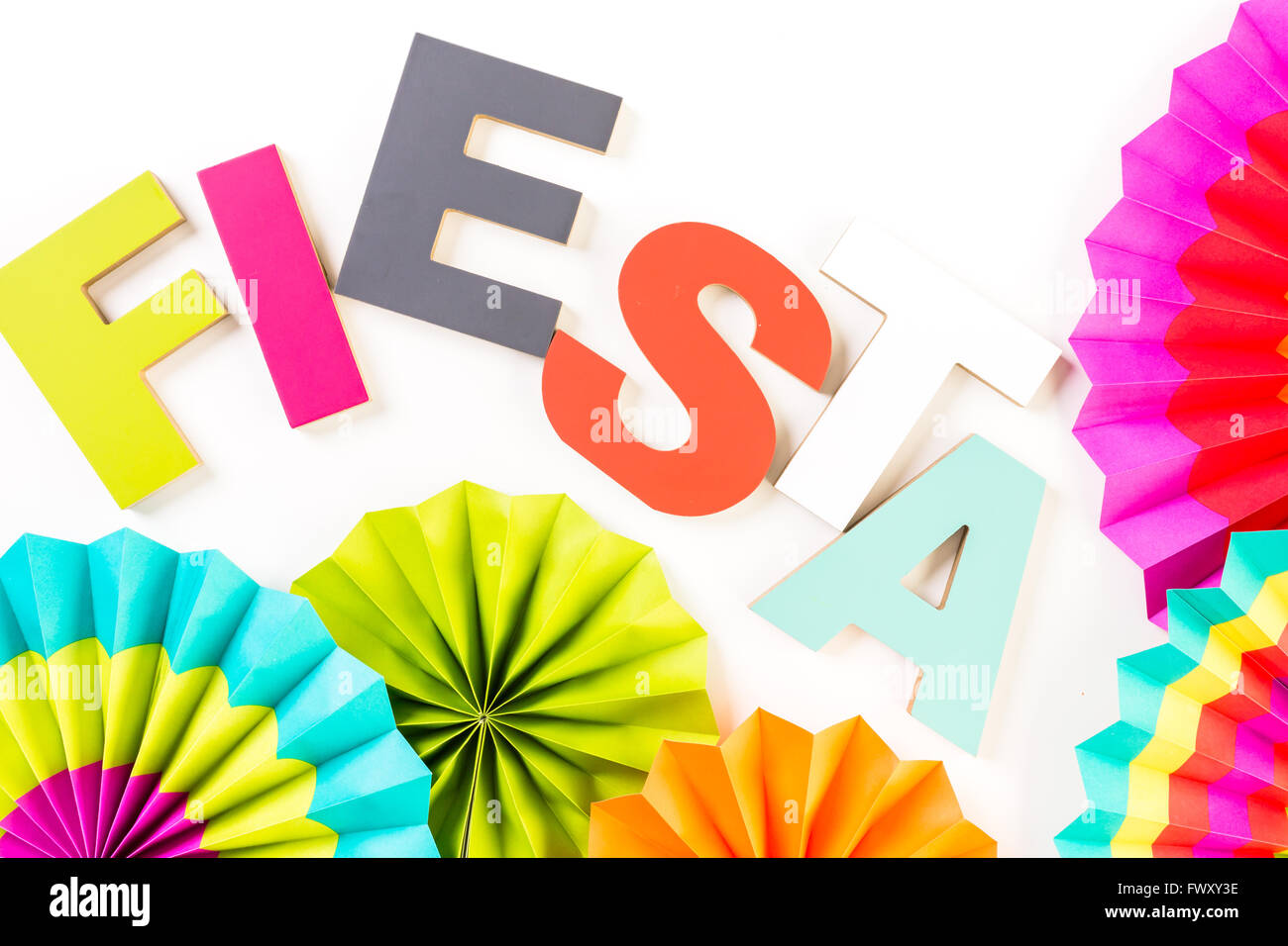 Traditional colorful table decorations for celebrating Fiesta Stock ...