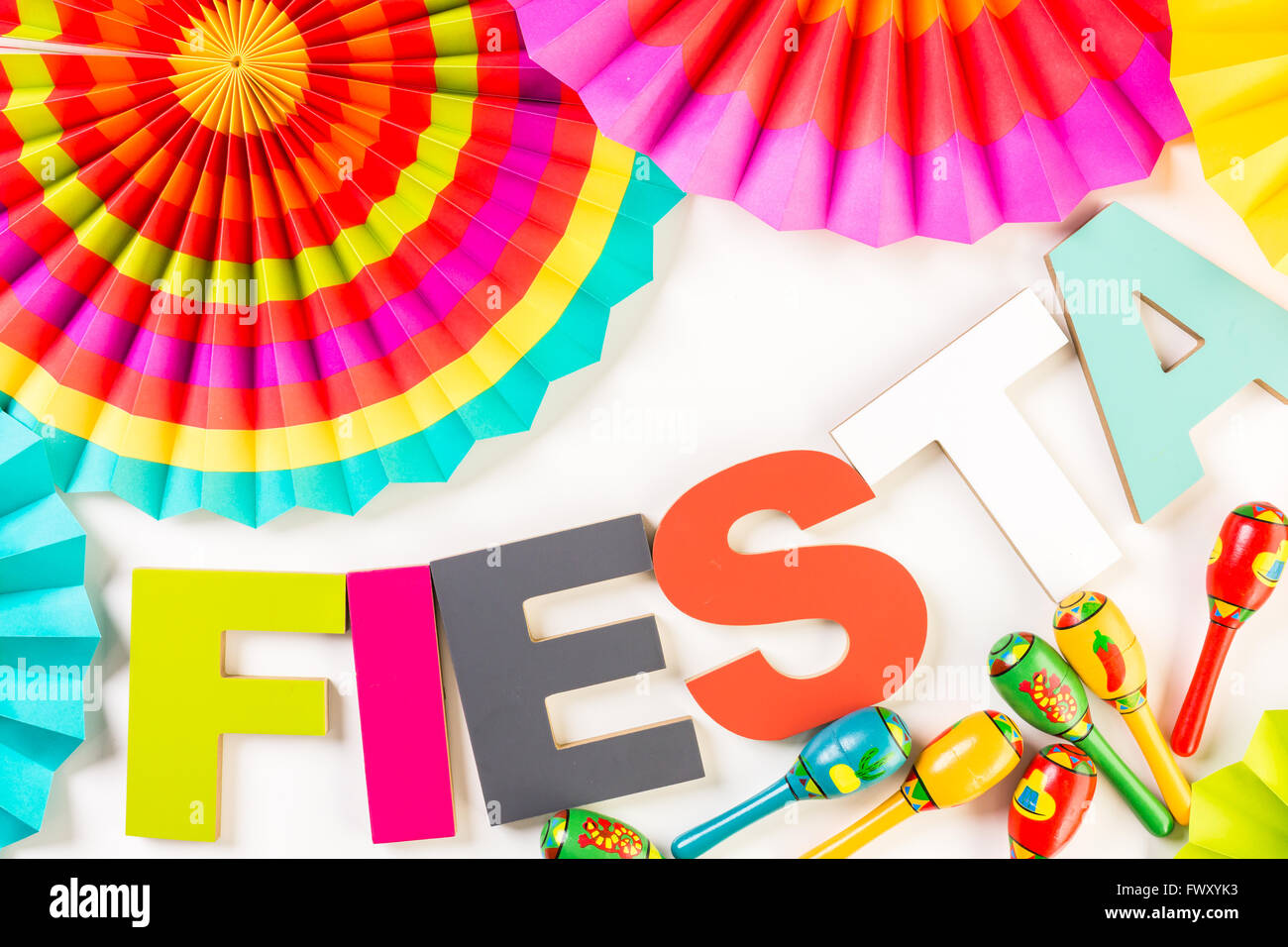 Traditional colorful table decorations for celebrating Fiesta Stock ...