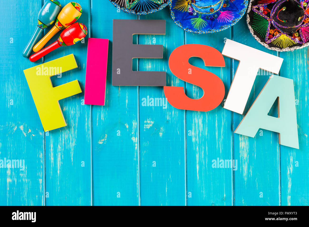 Traditional colorful table decorations for celebrating Fiesta Stock ...