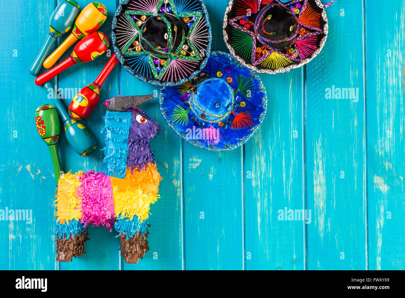 Traditional colorful table decorations for celebrating Fiesta Stock ...