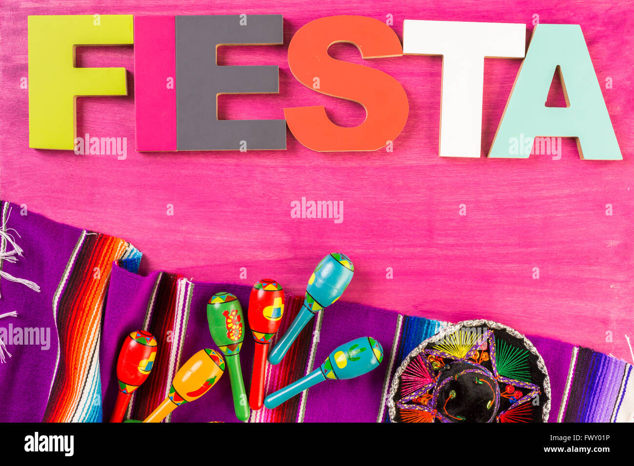Traditional colorful table decorations for celebrating Fiesta Stock ...