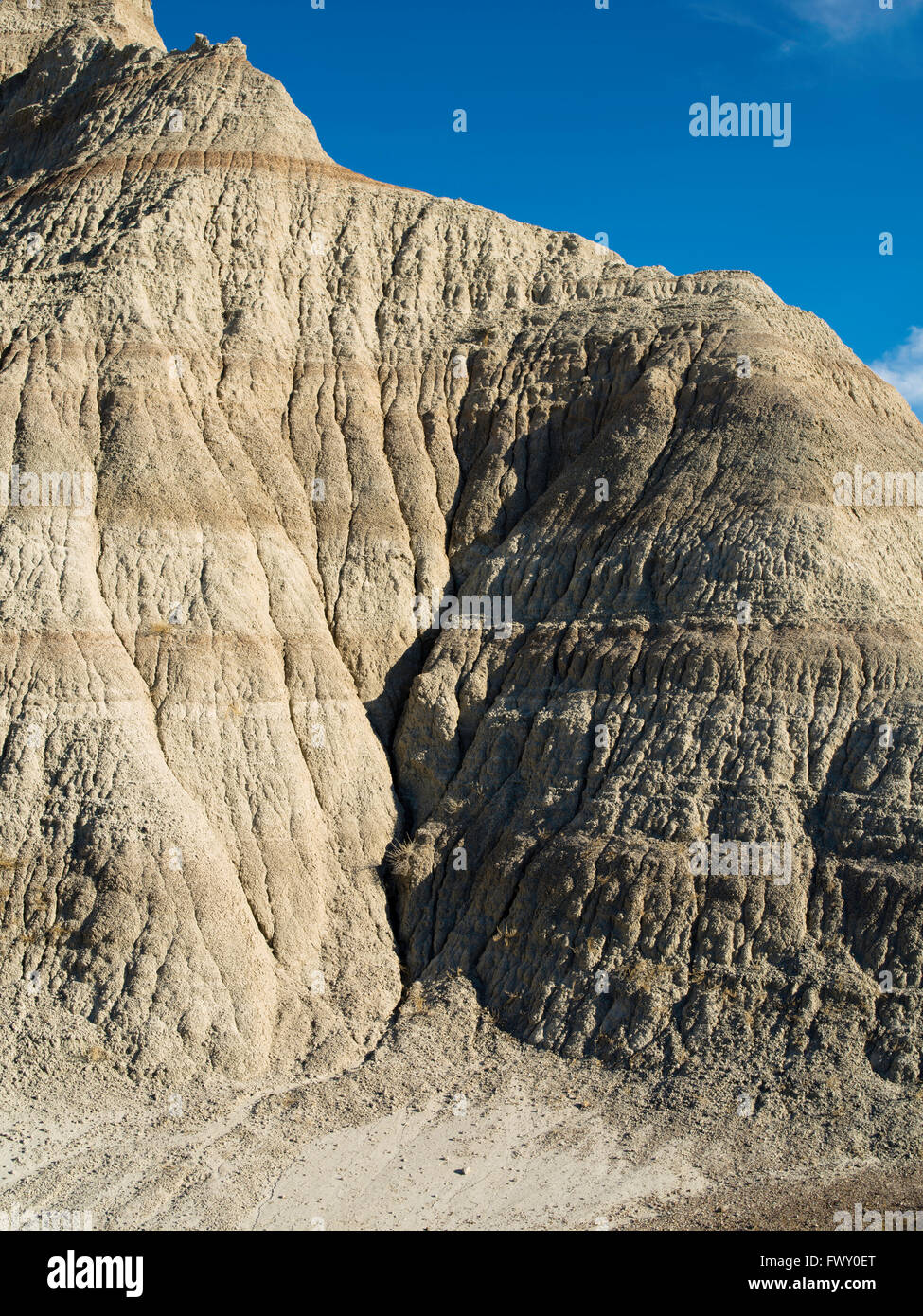 Closeup view of Badlands National Park on an early spring day; South ...