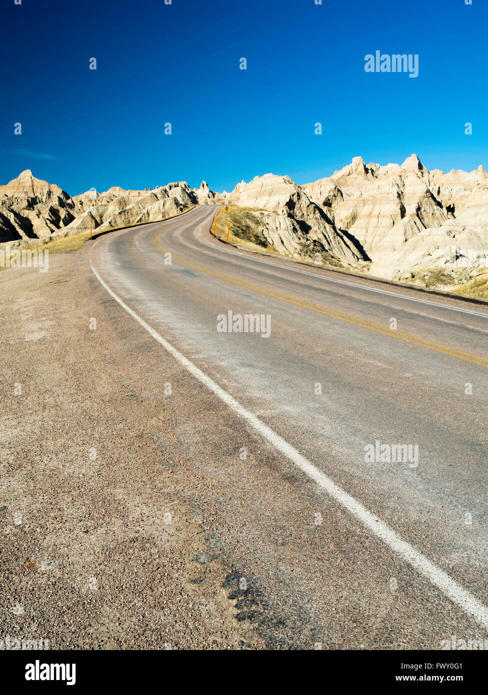 View of Badlands National Park along SD Route 240 on an early spring ...