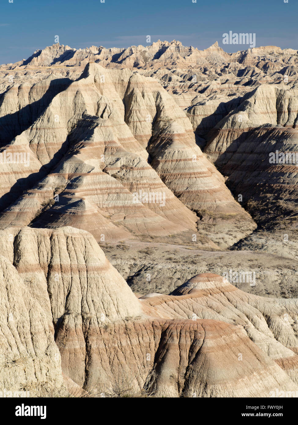 View of Badlands National Park on an early spring day; South Dakota ...